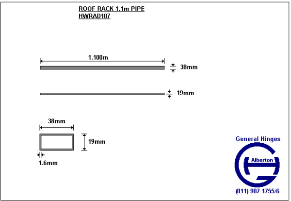 ROOF RACK 1.1m PIPE | General Hinges