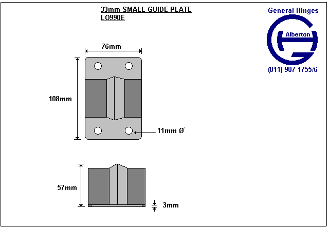 33mm SMALL GUIDE PLATE | General Hinges