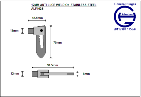 12MM ANTI LUCE WELD ON STAINLESS STEEL | General Hinges